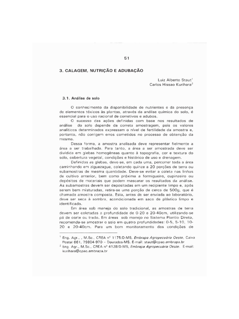CALAGEM, NUTRIÇÃO E ADUBAÇÃO - Circular Técnica 03 | PDF