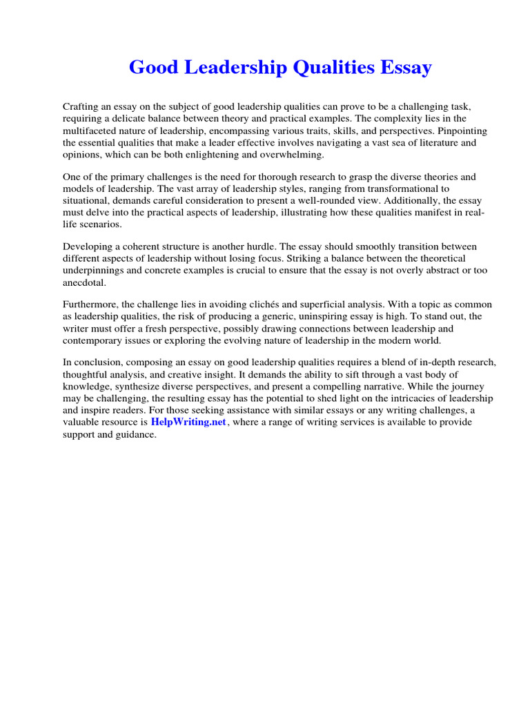 Crafting an Essay on Leadership Qualities | PDF | Leadership | Japanese Yen