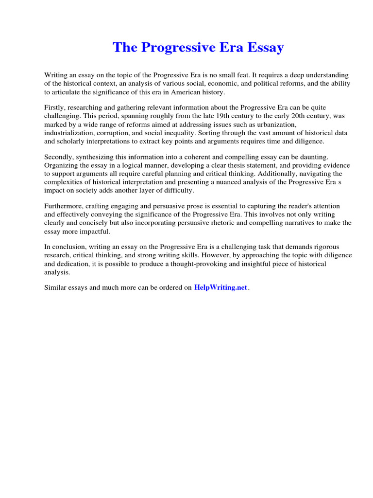The Progressive Era Essay | PDF | Essays | Pencil