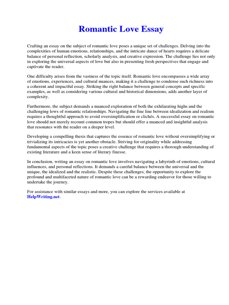 Romantic Love Essay | PDF | Romance (Love) | Prejudices