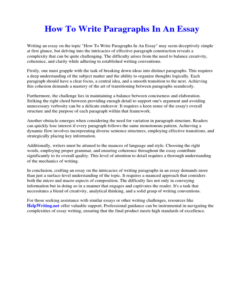 How To Write Paragraphs in An Essay | PDF | Intel | Essays