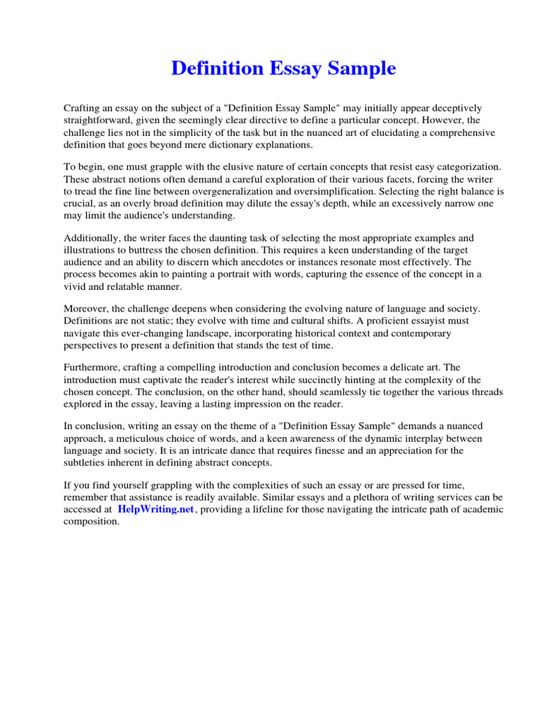 Definition Essay Sample | PDF | Map Reduce