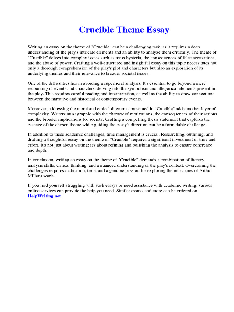 Crucible Theme Essay | PDF | Karl Popper | Tutsi