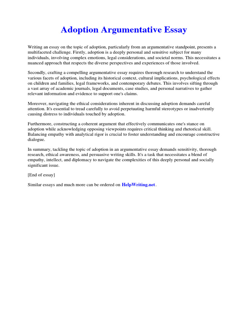 Adoption Argumentative Essay | PDF