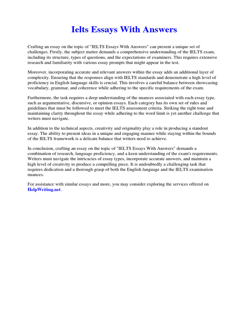 Ielts Essays With Answers | PDF | Brand | Essays