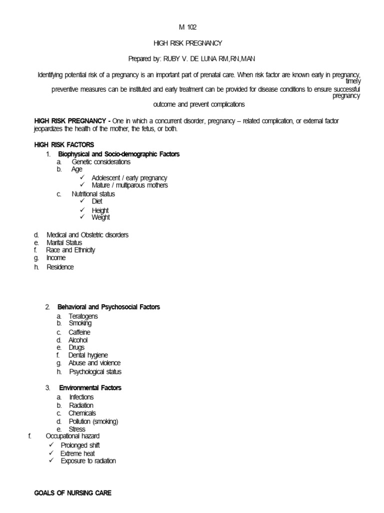 High Risk Ob Notes 1 | PDF | Twin | Miscarriage