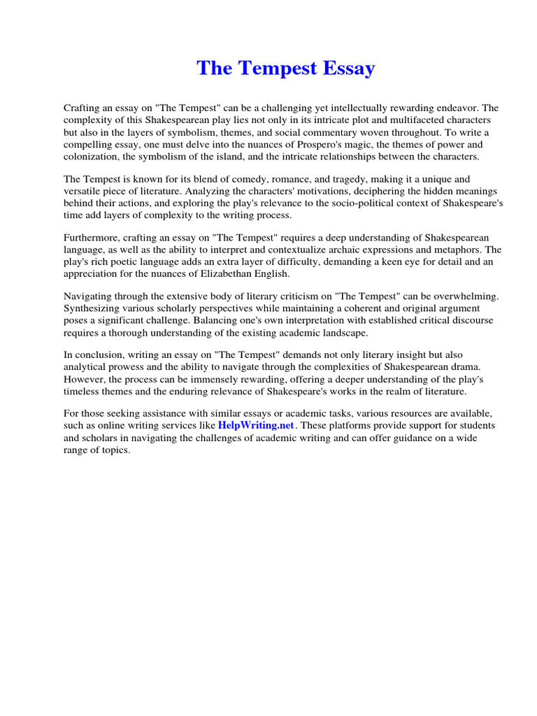 The Tempest Essay | PDF | Calculus | Sole Proprietorship