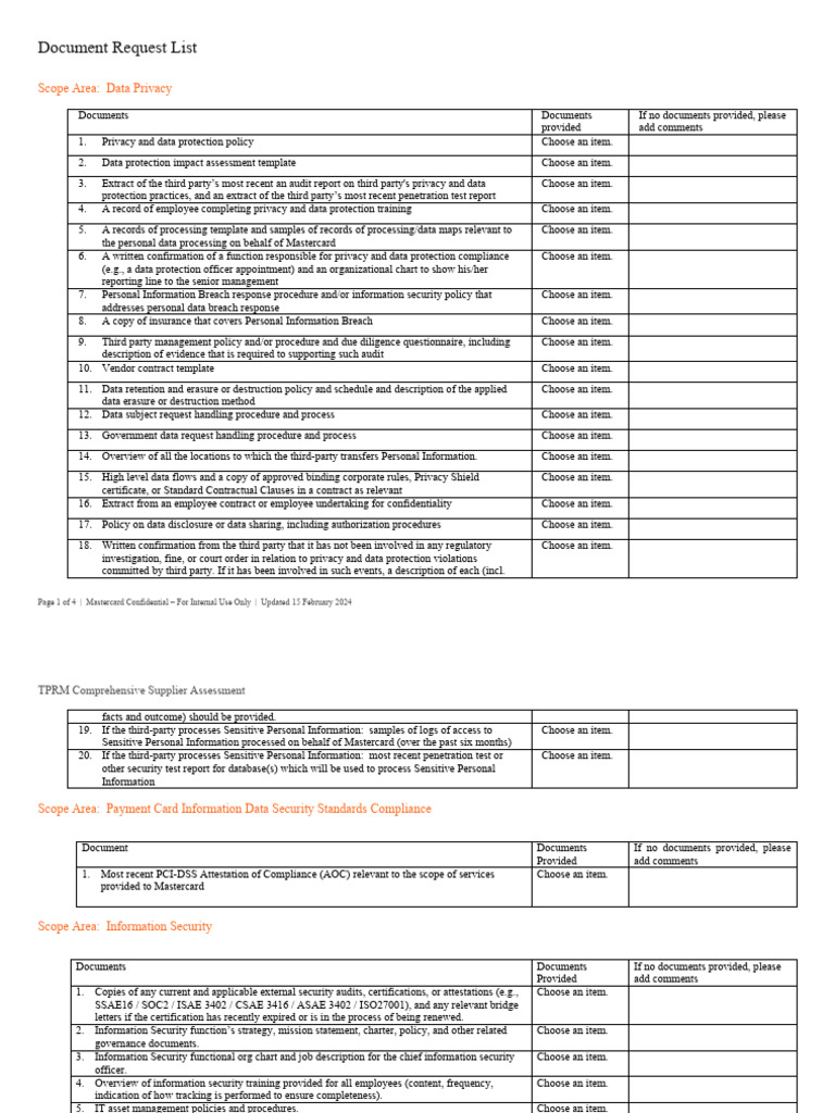 Document Request List | PDF | Information Security | Vulnerability ...