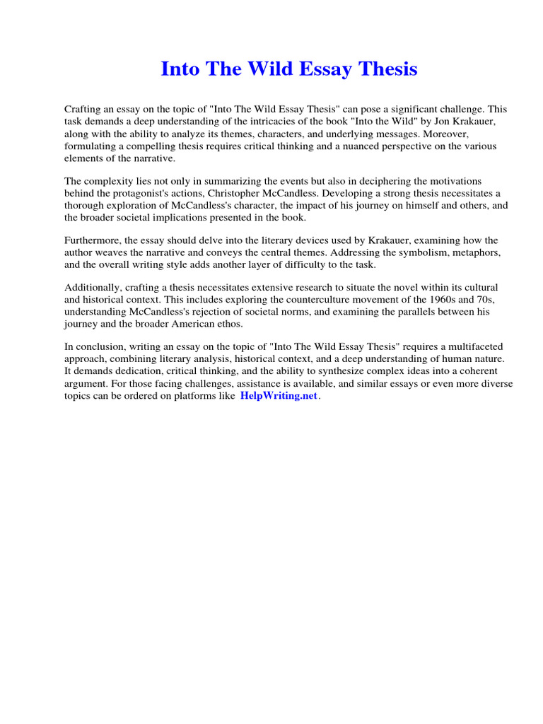 Into The Wild Thesis Writing Guide | PDF | Telephone Tapping | Essays