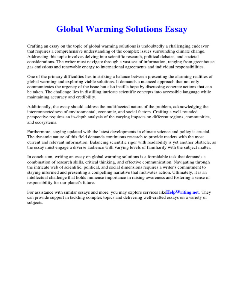 Global Warming Solutions Essay | PDF | Bodhisattva | Che Guevara