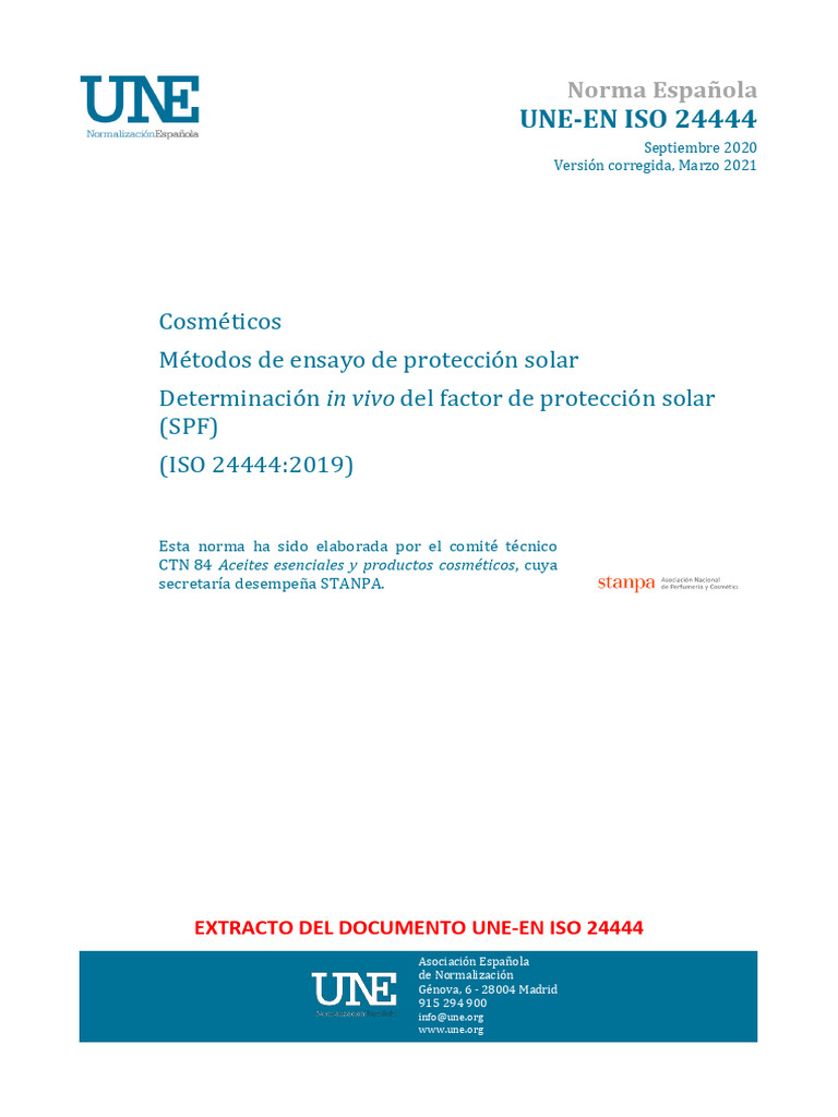 (Ex) Une-En Iso 24444 2020 | PDF | Protector solar | Ultravioleta
