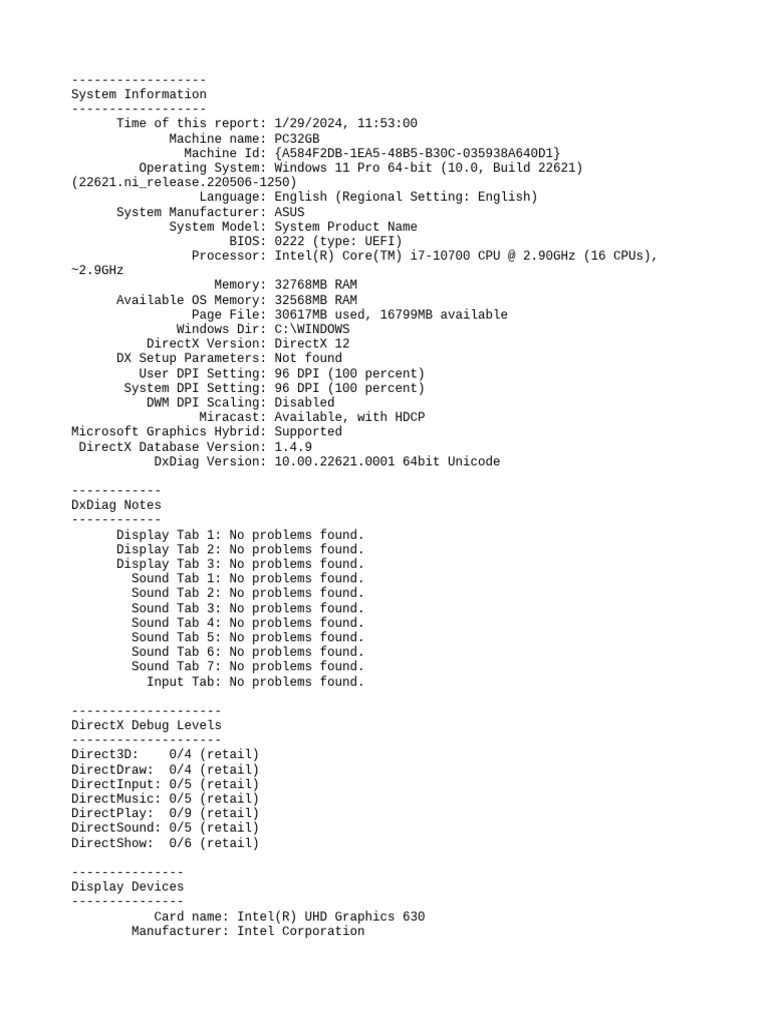 DX Diag | PDF | Device Driver | Usb