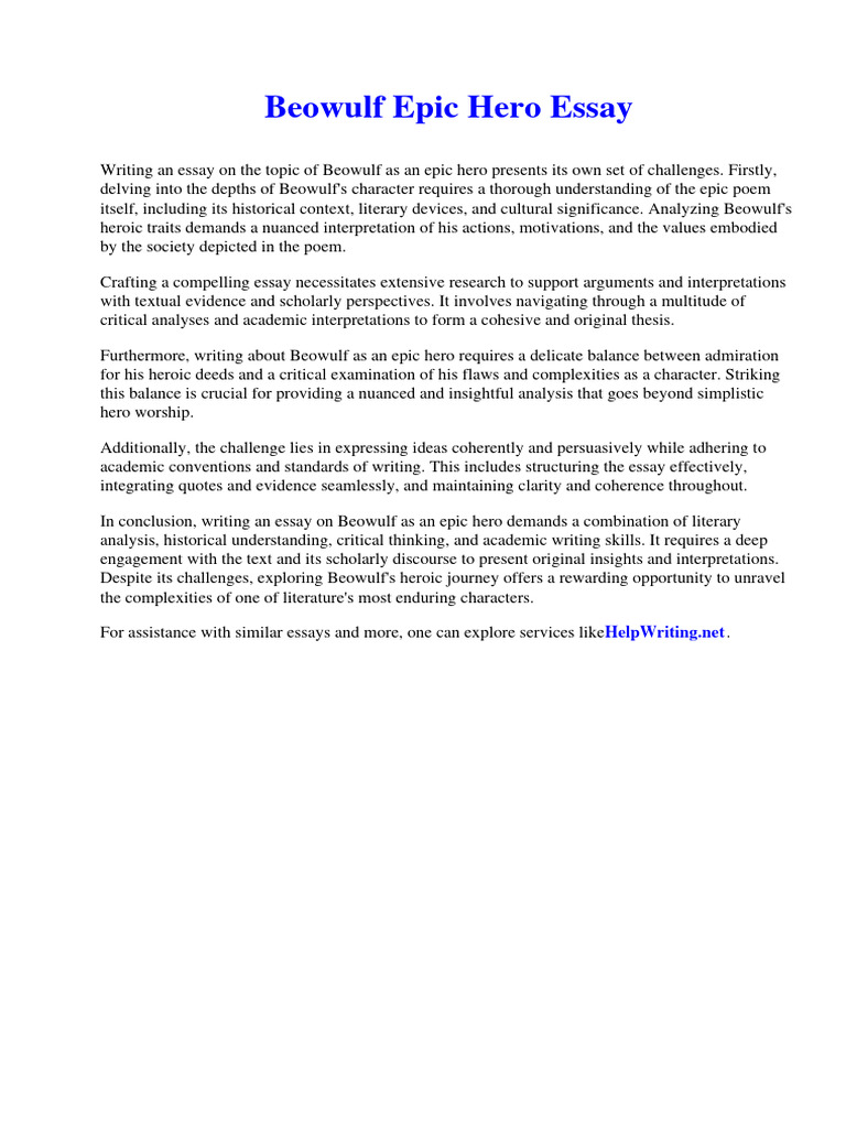 Beowulf Epic Hero Essay | PDF | Erik (The Phantom Of The Opera) | Hero