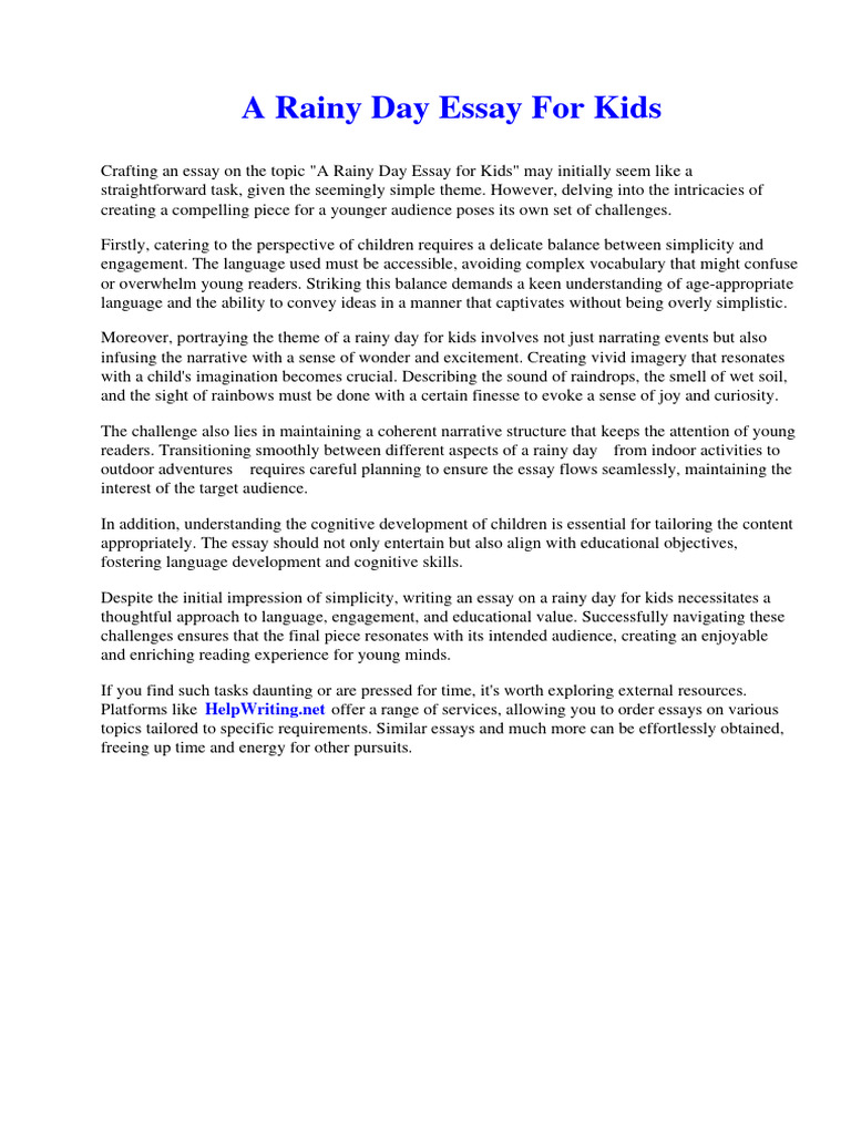 A Rainy Day Essay For Kids | PDF | Barrel