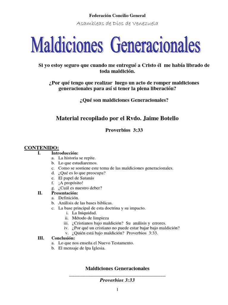 Maldiciones Generacionales Pdf Pecado Demonios