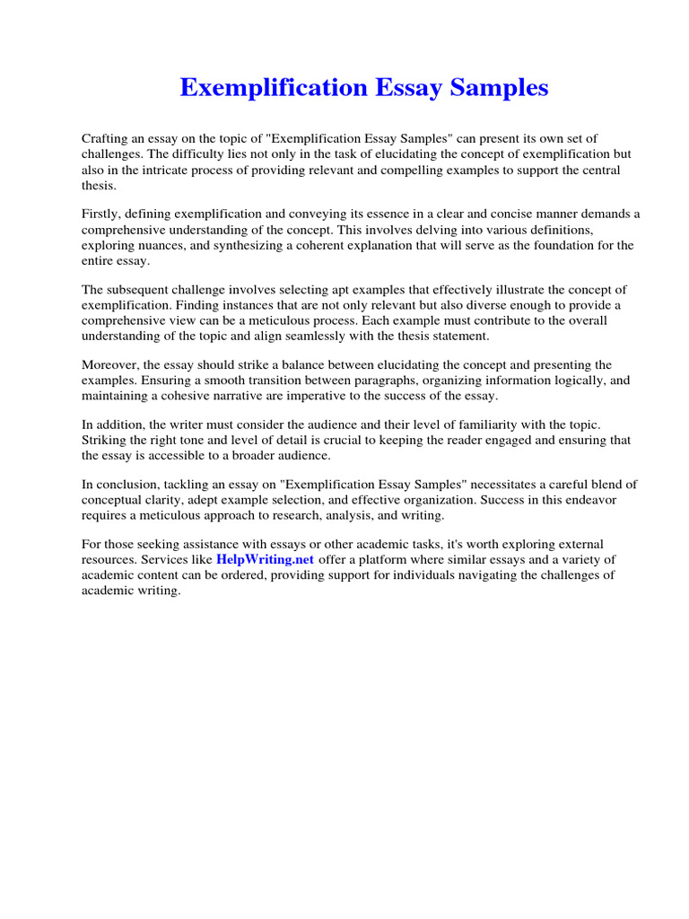 Exemplification Essay Samples | Download Free PDF | Essays | Dietary ...