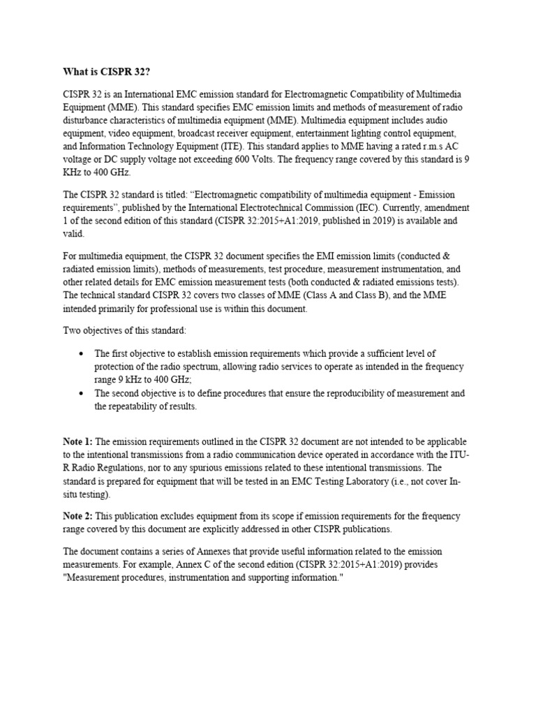 Cispr 32 | PDF | Electromagnetic Compatibility | Electromagnetic ...
