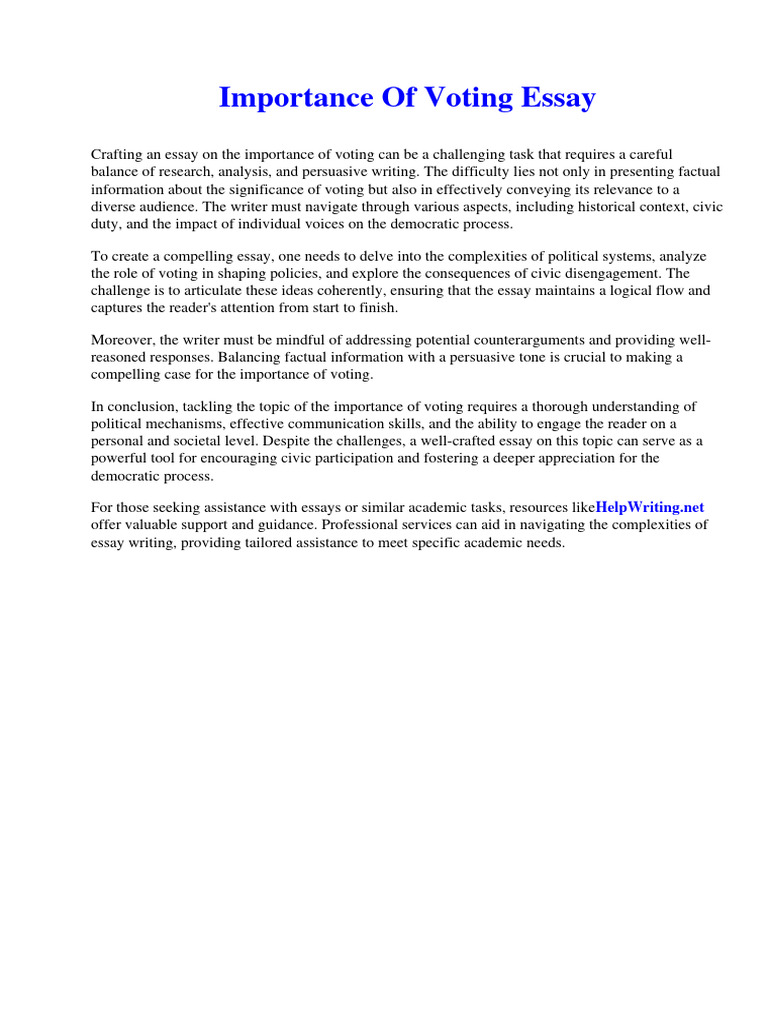 Importance of Voting Essay | PDF | Bbc | Romeo And Juliet