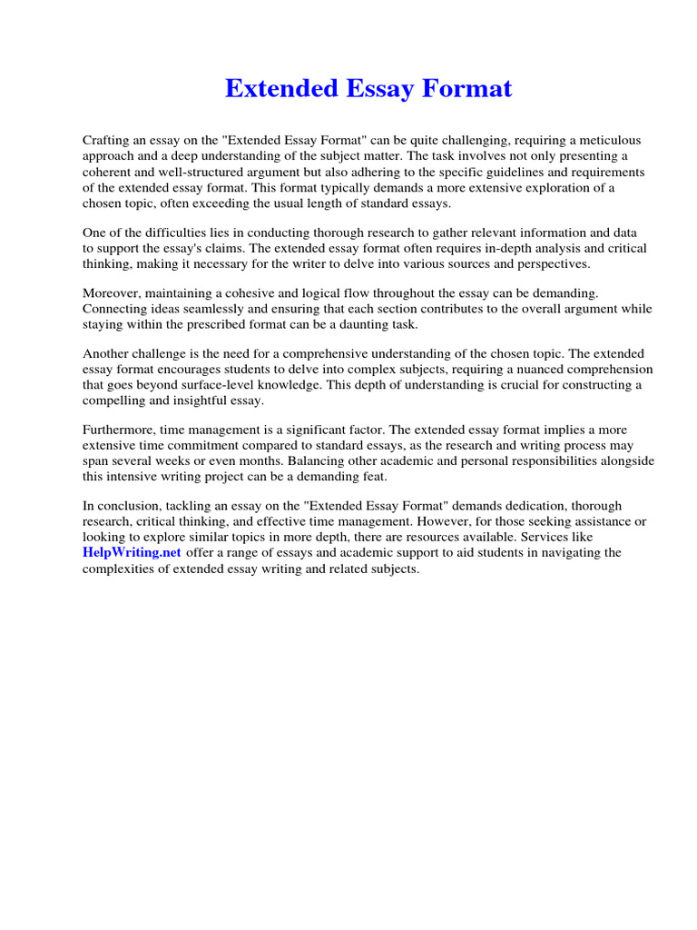 Extended Essay Format | PDF | Classicism | Essays