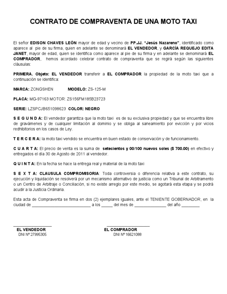 Contrato Compraventa