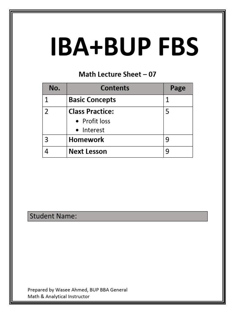 Lecture Sheet 07 | PDF | Prices | Profit (Economics)
