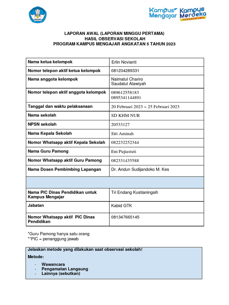 Laporan Observasi Sekolah | PDF | Karier & Perkembangan | Kesehatan Holistik
