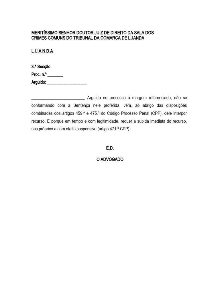 Requerimento Interposição de Recurso | PDF Requerimento Interposição de Recurso | PDF