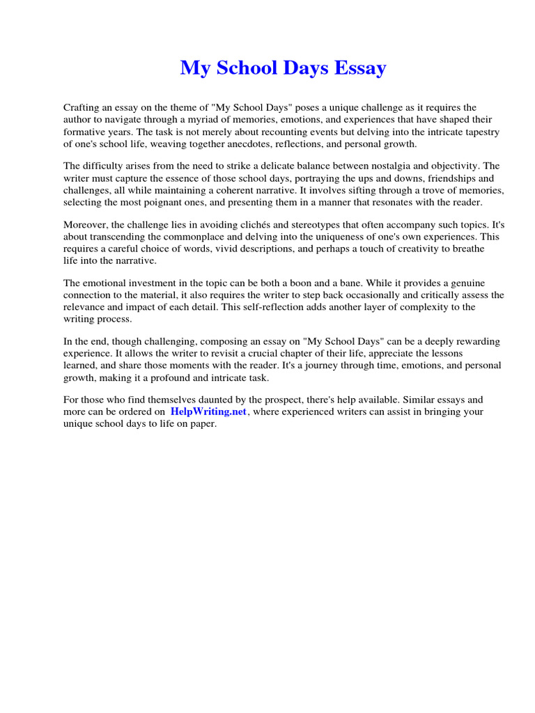 My School Days Essay | PDF | Family | Honda My School Days Essay | PDF | Family | Honda