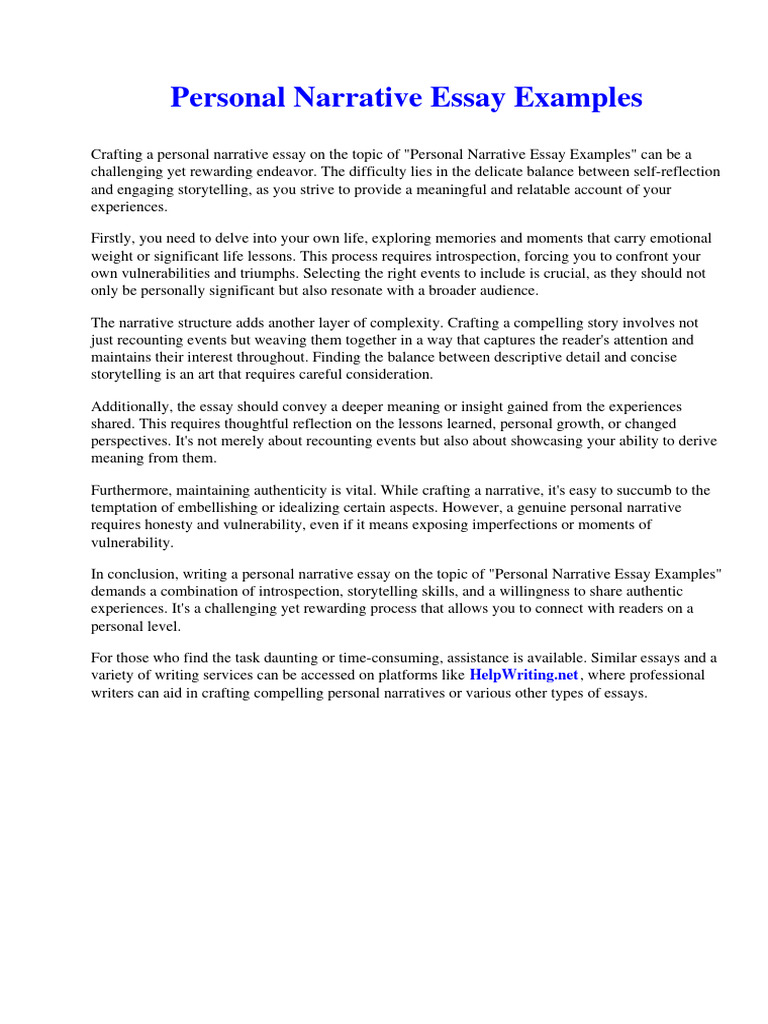 Personal Narrative Essay Examples | PDF | Narrative | Ramayana