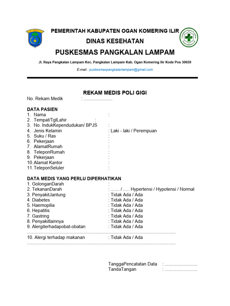Rekam Medis Poli Gigi Puskesmas | PDF | Kesehatan Holistik