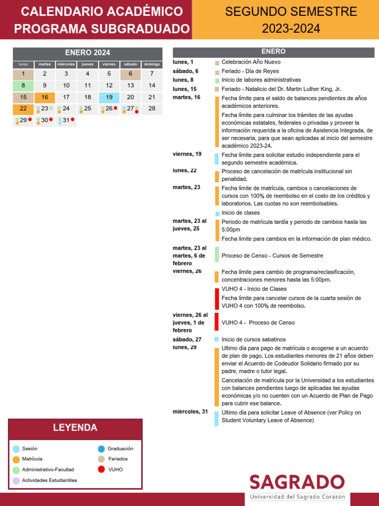 Calendario Segundo Semestre - 2023-2S Rev 20 Dic 2 | PDF | Pascua de ...