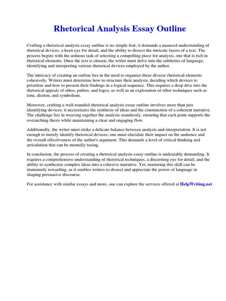 Rhetorical Analysis Essay Outline | PDF | Lung | Pneumonia