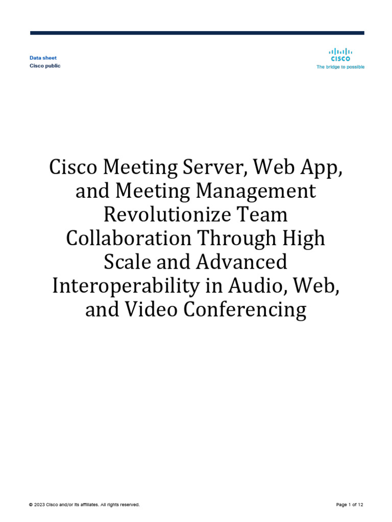 Cisco CMS 1000 Datasheet | PDF | World Wide Web | Internet & Web