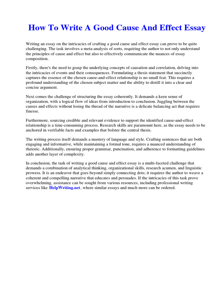 How To Write A Good Cause and Effect Essay | PDF | Heart Of Darkness ...