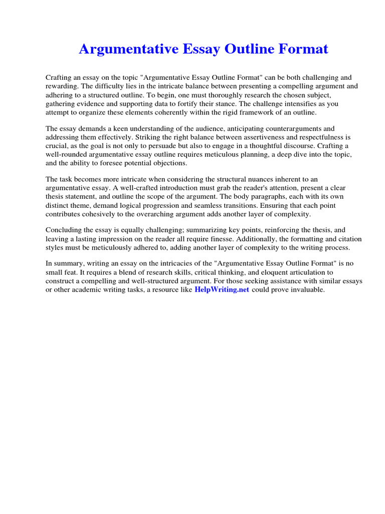 Argumentative Essay Outline Format | PDF | Essays