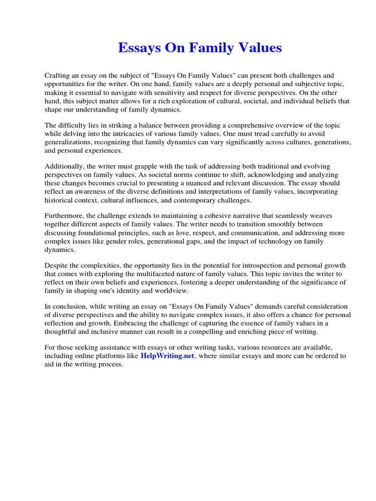 Essays On Family Values | Download Free PDF | Catalase | Computer Network