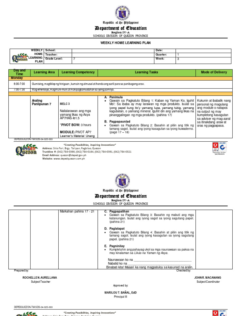 MINHS WHLP AP7 WEEK 3 and 4 Final | PDF