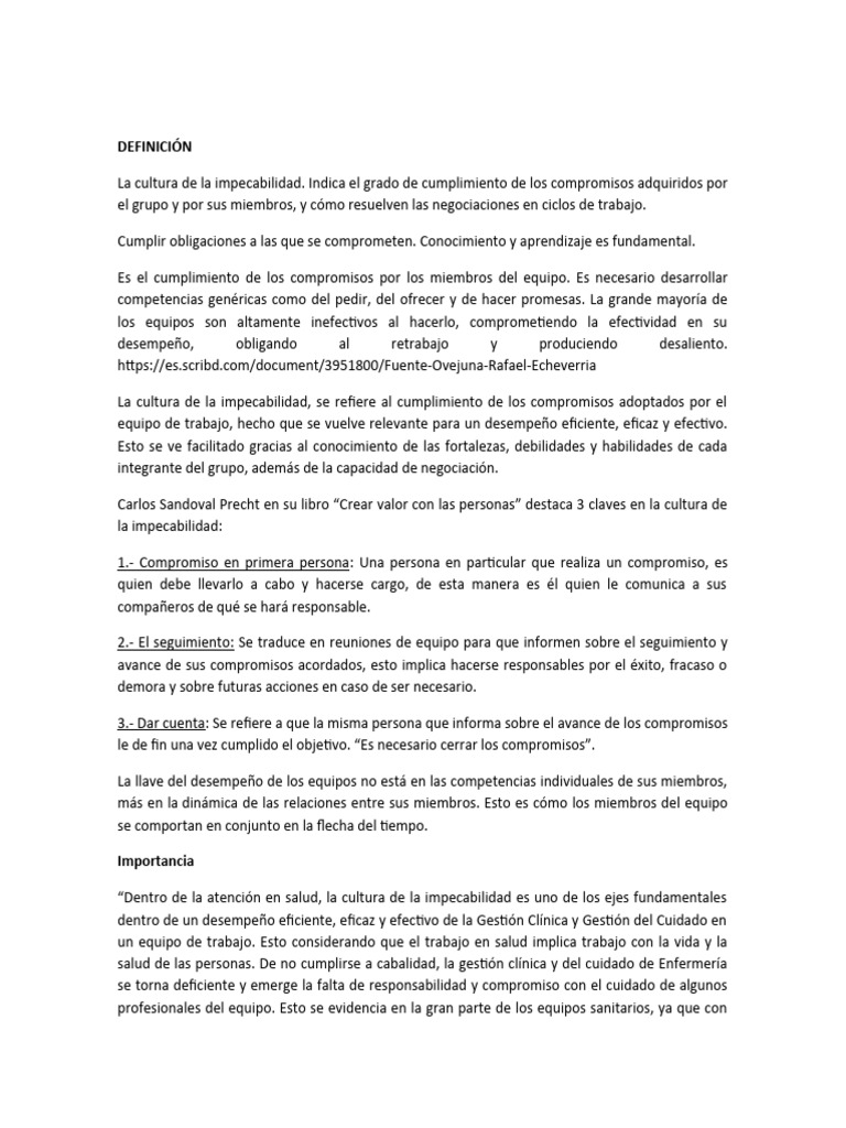 Cultura de La Impecabilidad | PDF | Gestión de recursos humanos ...