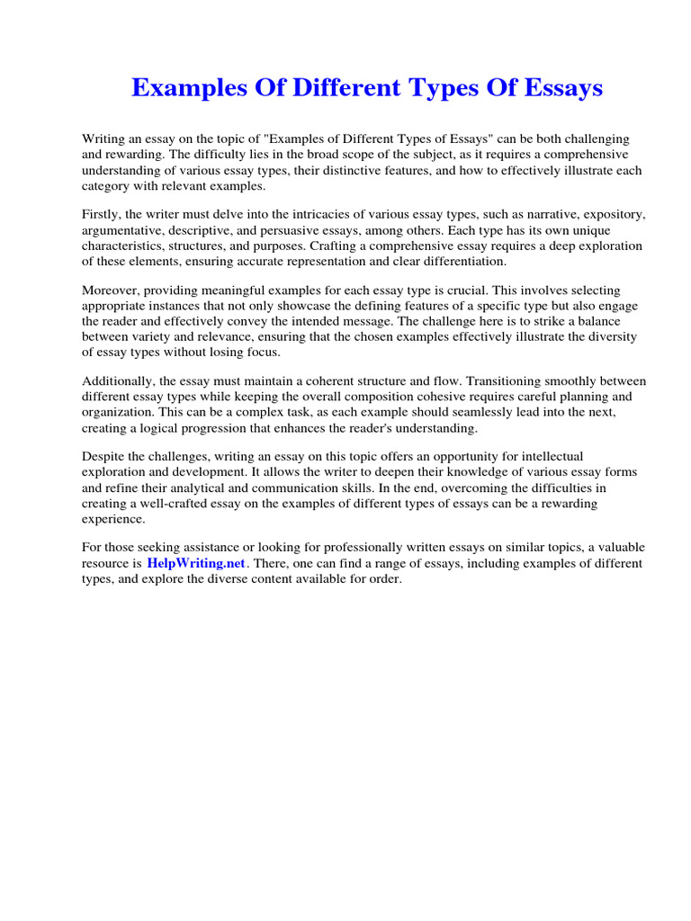 Examples of Different Types of Essays | PDF | Essays | Climate Change