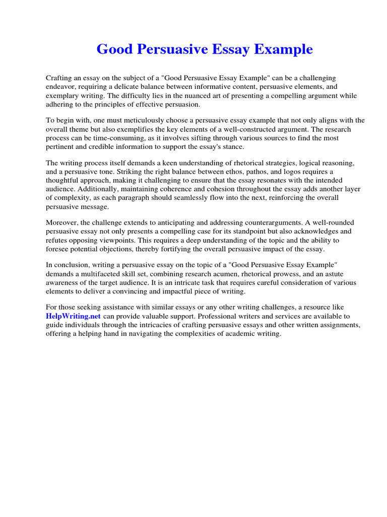 Good Persuasive Essay Example | PDF