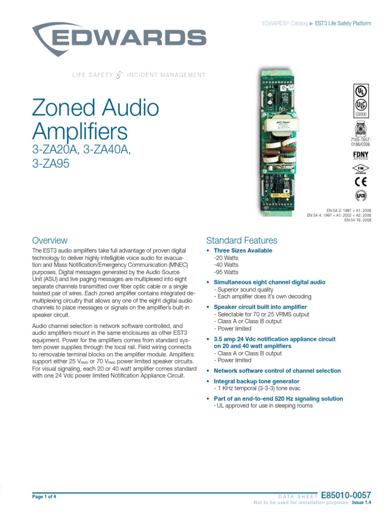 EST3 Zoned Audio Amplifiers | PDF | Amplifier | Loudspeaker