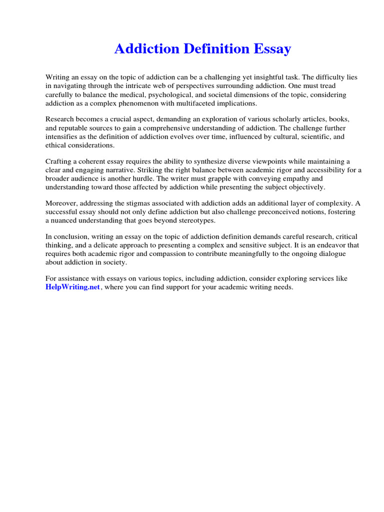 Addiction Definition Essay | Download Free PDF | Utilitarianism | Essays