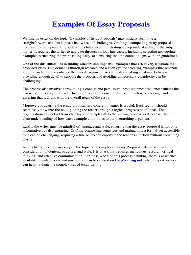 Examples of Essay Proposals | PDF | Essays