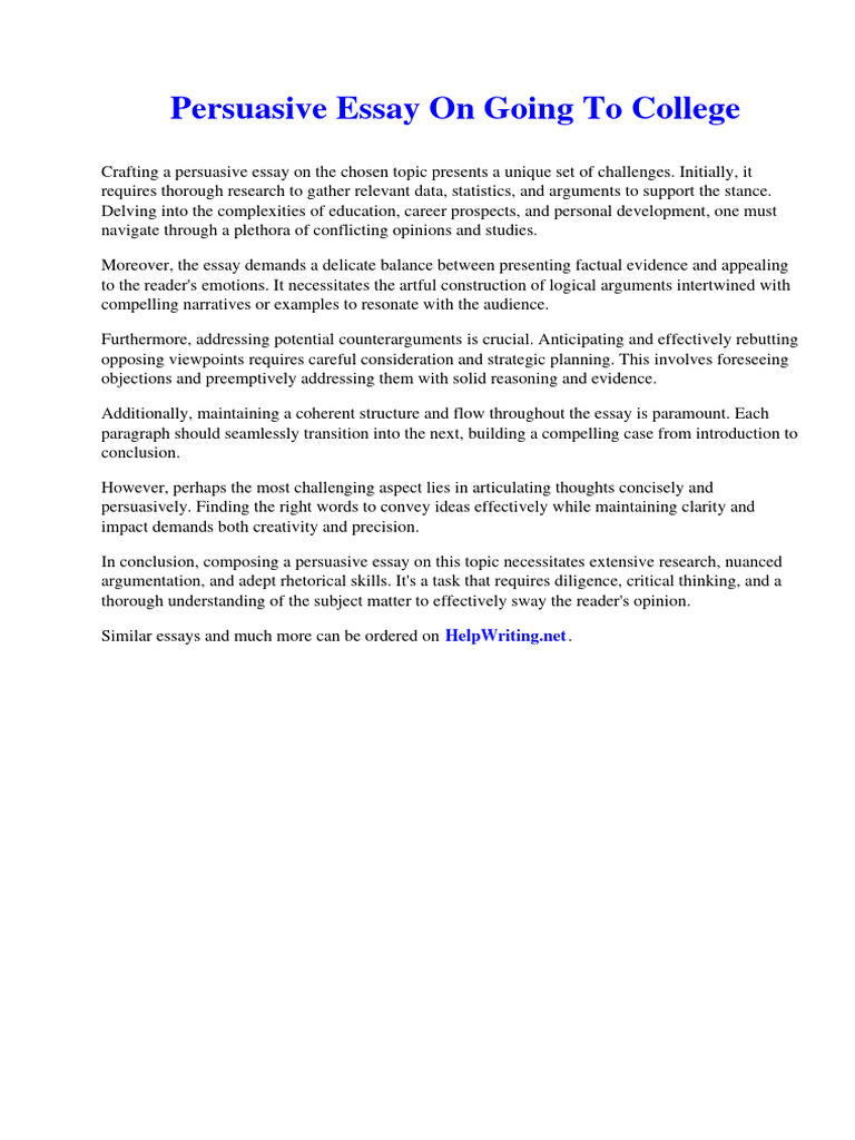 Persuasive Essay On Going To College | PDF | Anaerobic Digestion | Biogas