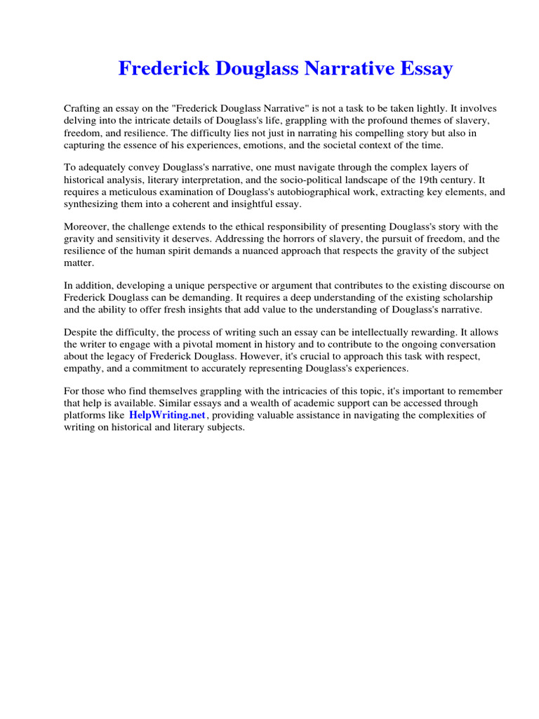 Frederick Douglass Narrative Essay | PDF | Feudalism | Narrative