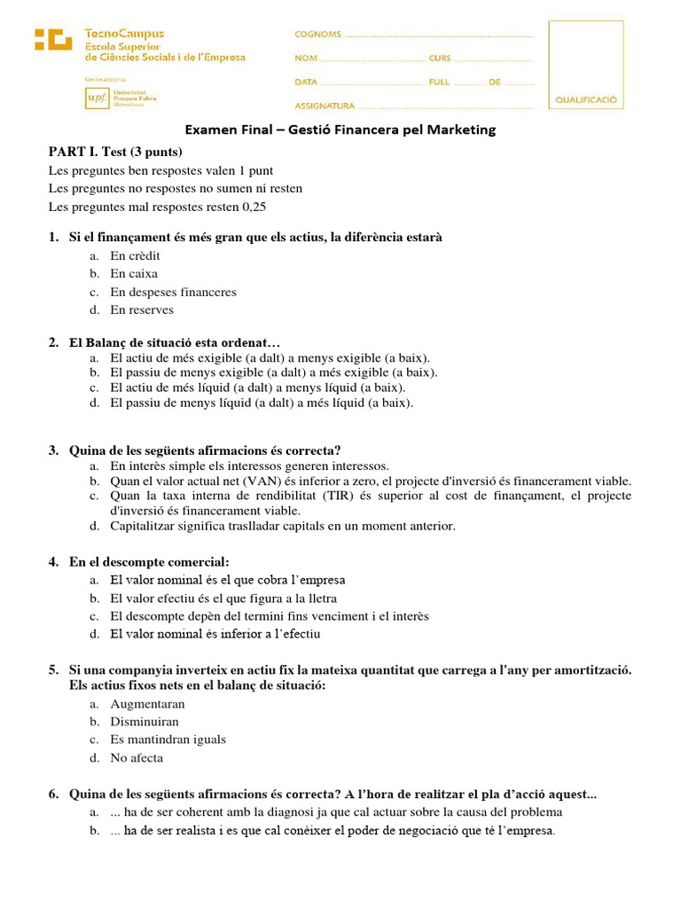 Examen Final 1 - Ns | PDF