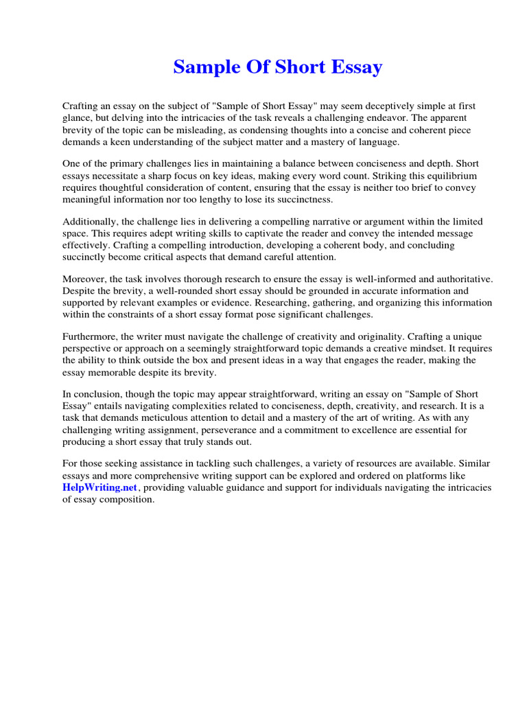 Sample of Short Essay | PDF | Drugs | Essays