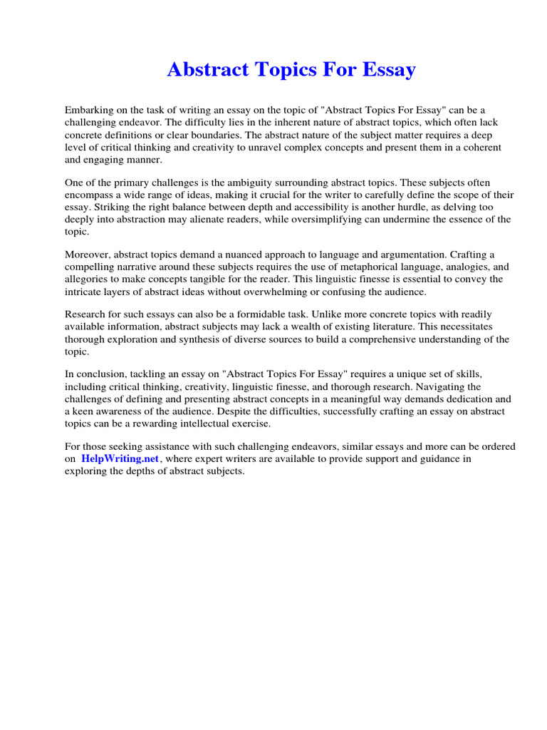 Abstract Topics For Essay | PDF | Niccolò Machiavelli