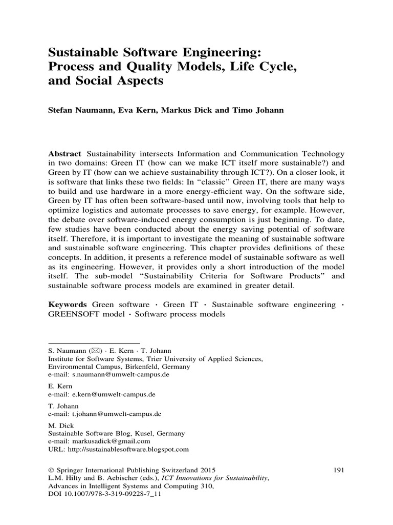 Sustainable Software Engineering Models | PDF | Life Cycle Assessment | Sustainability