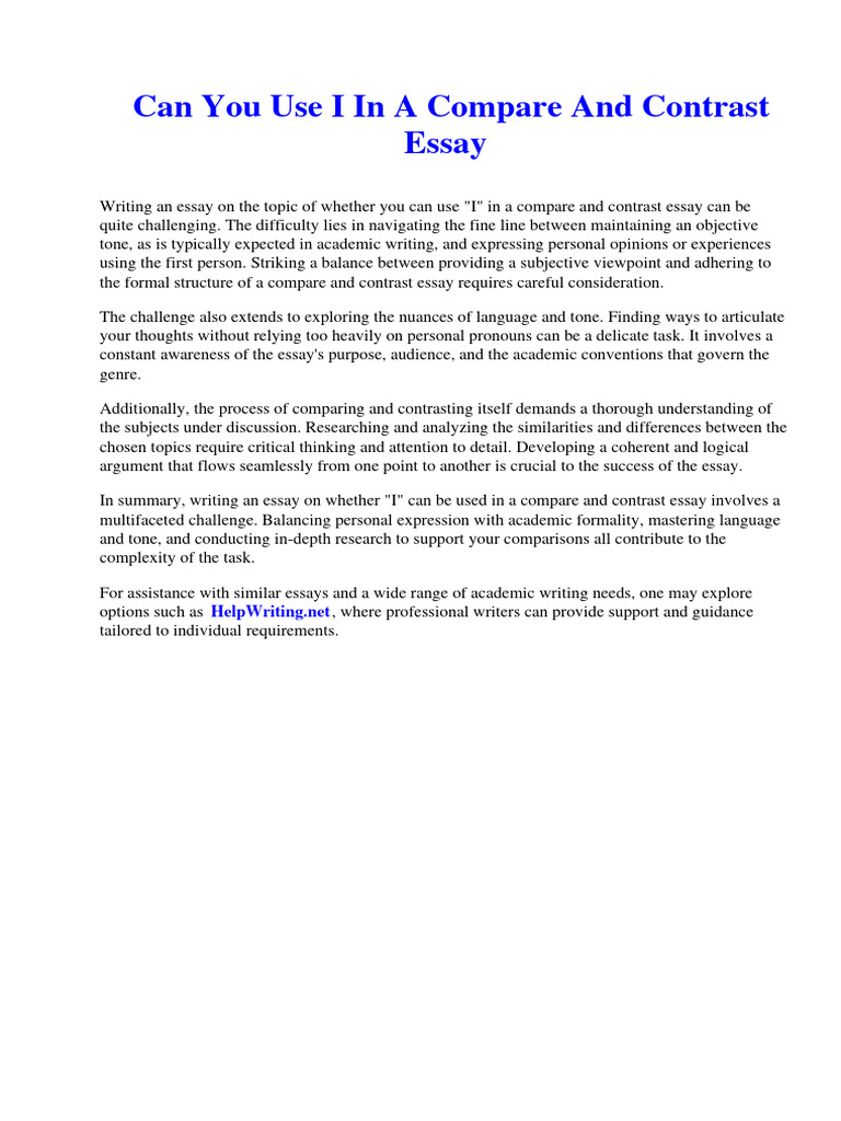 Can You Use I in A Compare and Contrast Essay | PDF | Essays